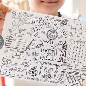 Fathers Day Placemat PRINTABLE Coloring Page Activity Dad - Etsy