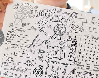 Fathers Day Coloring Page Grandpa Placemat PRINTABLE Activity | Etsy