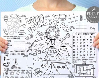 Fathers Day Placemat PRINTABLE Coloring Page Activity Dad - Etsy