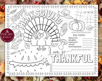 Printable Thanksgiving Placemats, 8.5x11 and 11x17, Thanksgiving ...