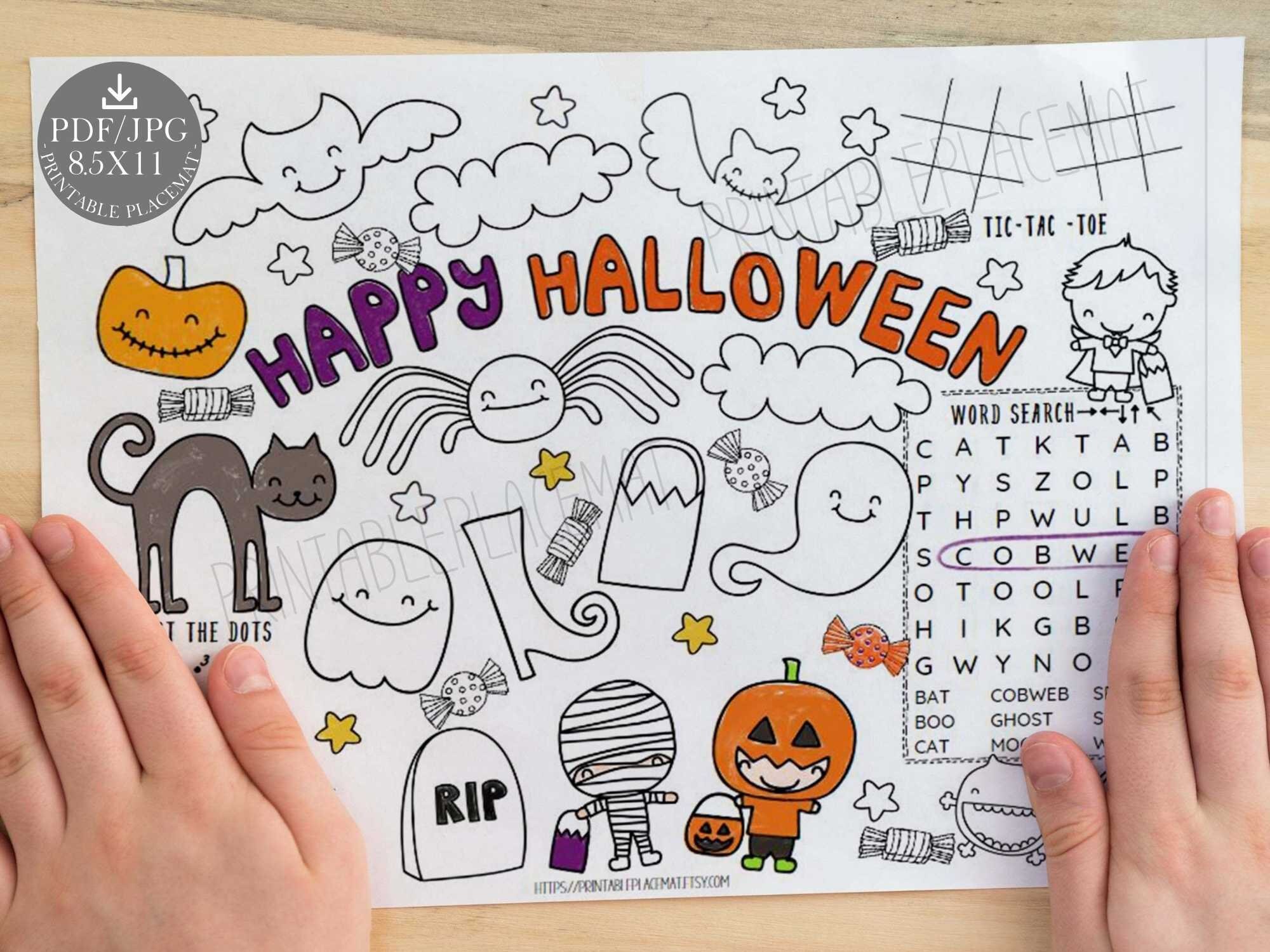 Halloween Placemat Coloring Page PRINTABLE - Etsy