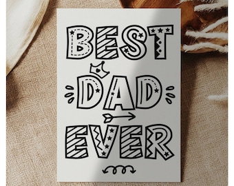 Printable Best Dad Ever Coloring Card Instant Printable Card Coloring ...