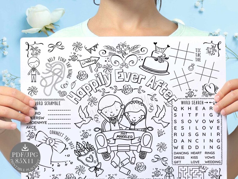 Wedding Placemat for Kids Coloring Page PRINTABLE - Etsy