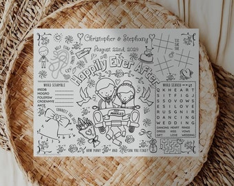 Wedding Activity Placemat for Kids, Coloring Placemat, Wedding Placemat ...