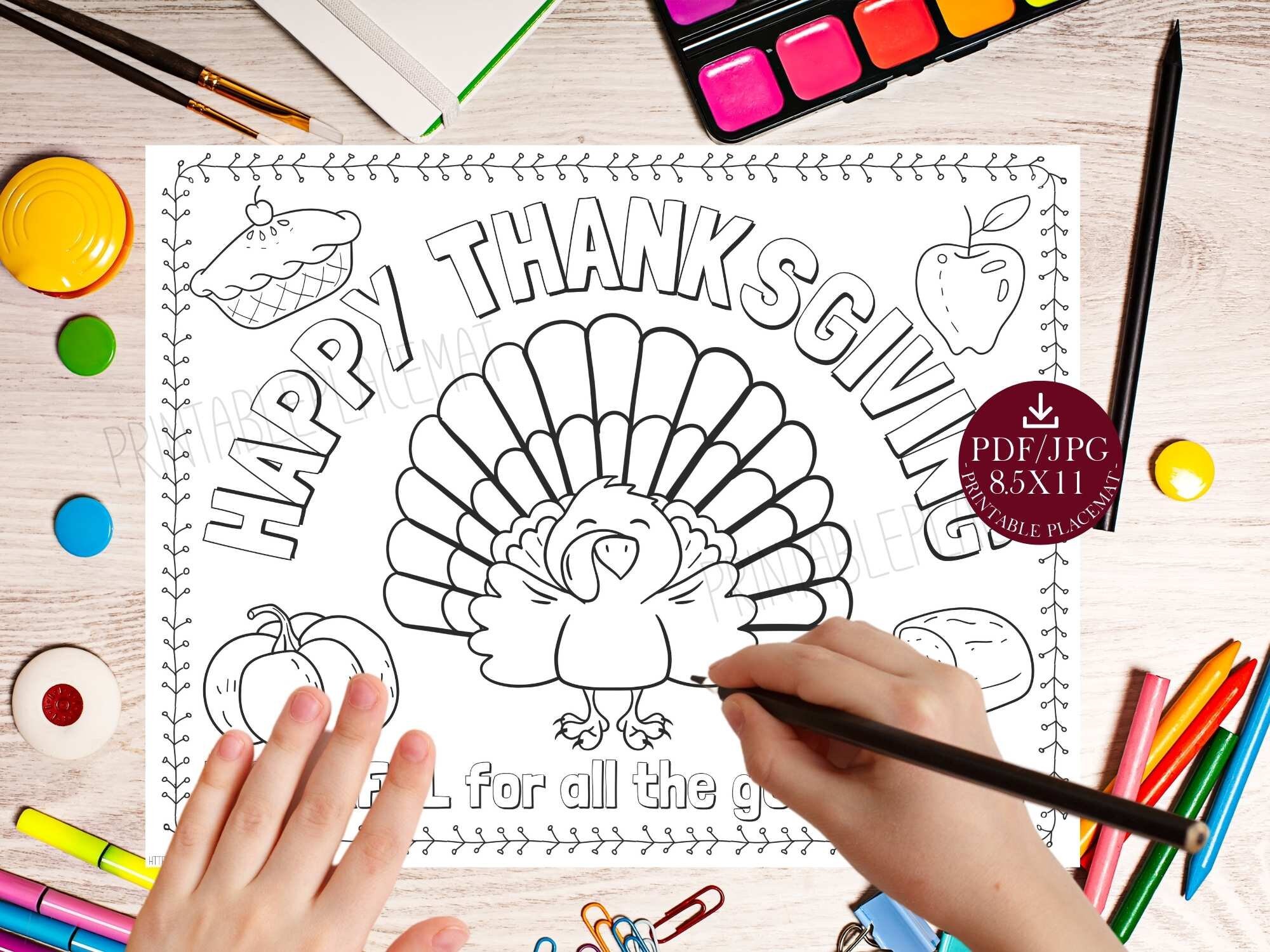 Thanksgiving Placemat PRINTABLE for Kids - Etsy