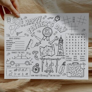 Fathers Day Placemat PRINTABLE Coloring Page Activity Dad Sheet - Etsy