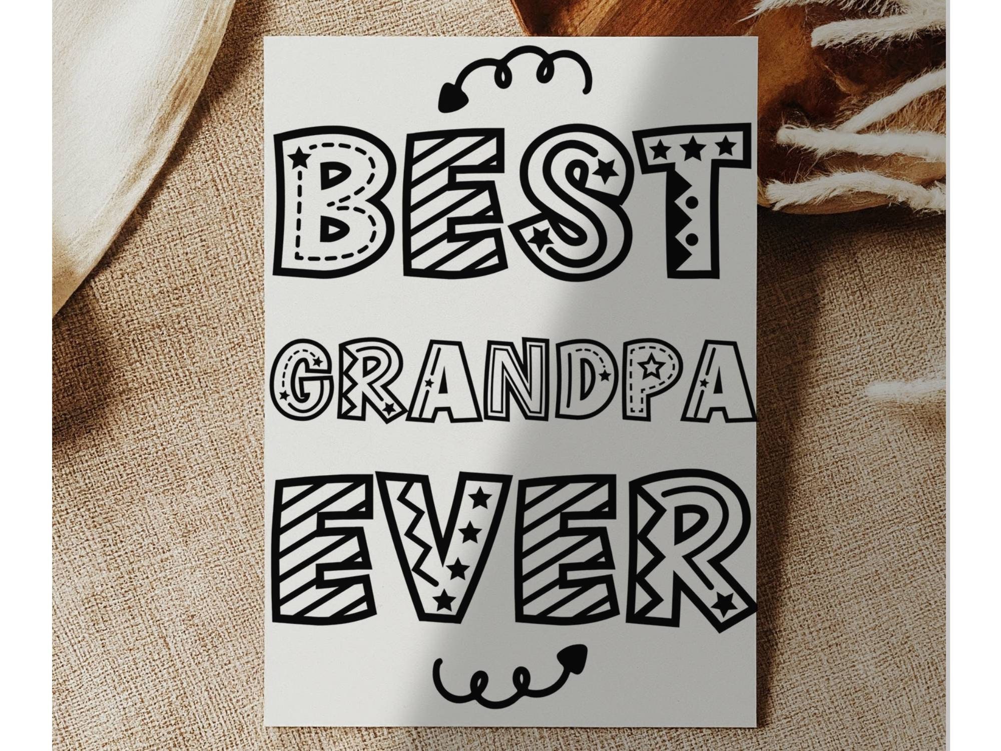 Best Grandpa Ever Fathers Day Coloring Card PRINTABLE - Etsy