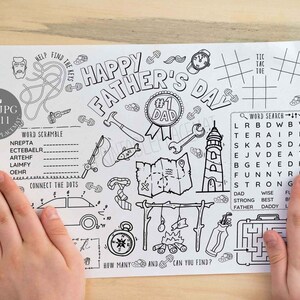 Fathers Day Placemat PRINTABLE Coloring Page Activity Dad - Etsy