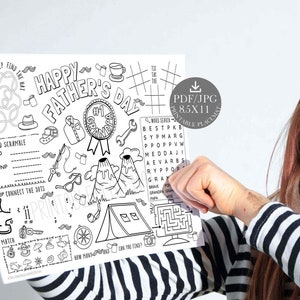 Fathers Day Coloring Page Grandpa Placemat PRINTABLE Activity | Etsy