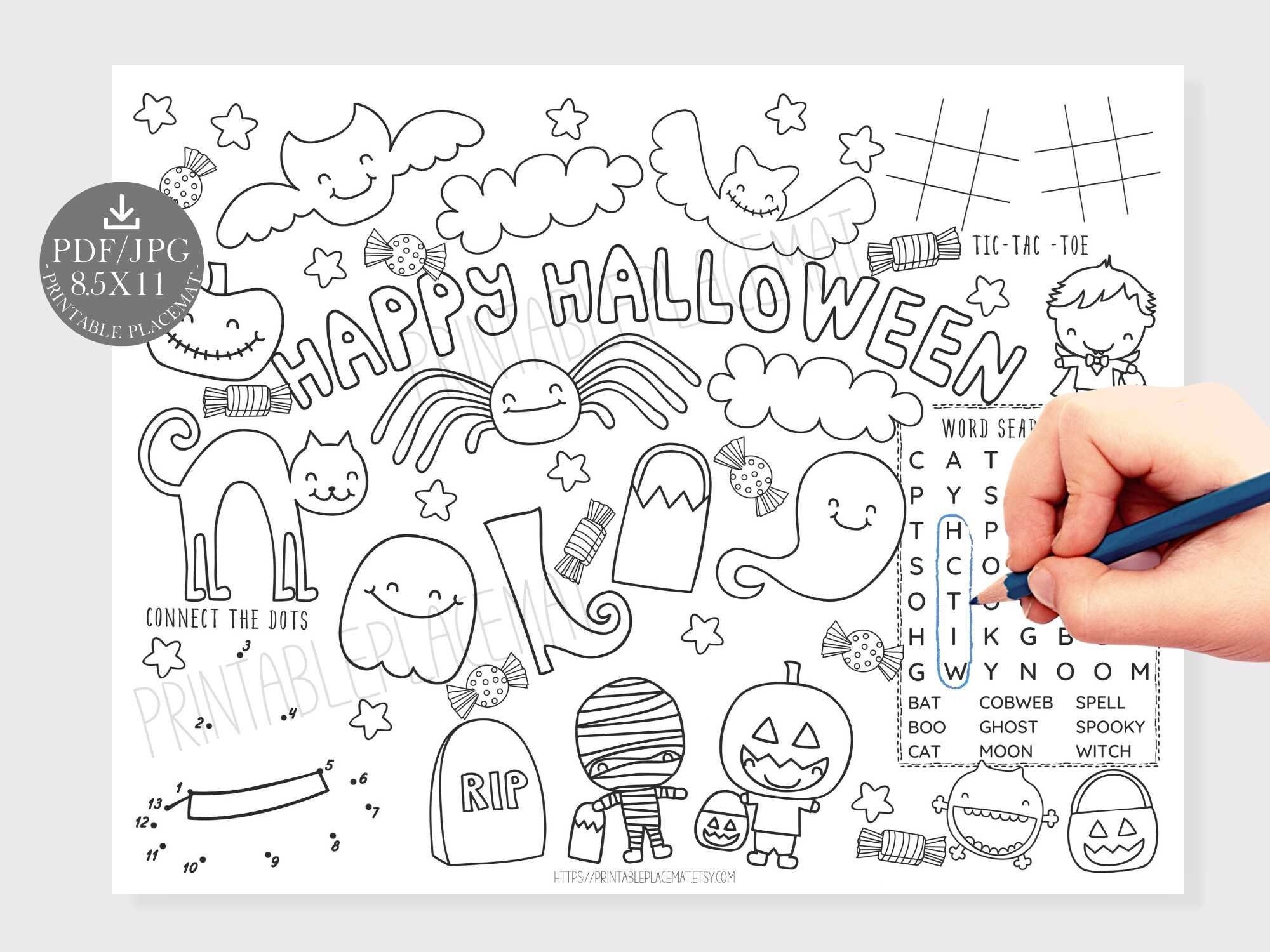 Halloween Placemat Coloring Page PRINTABLE - Etsy