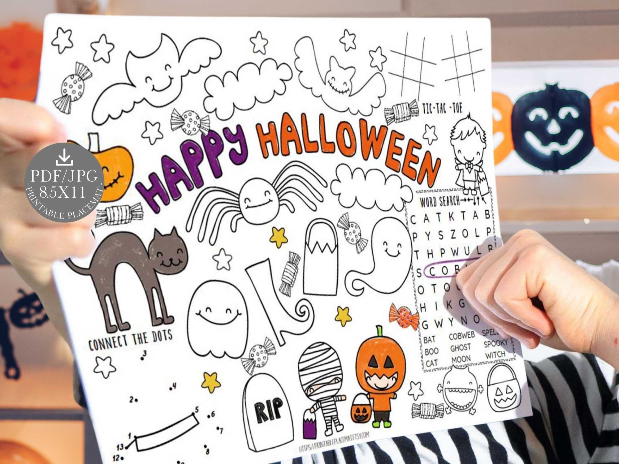 Halloween Placemat Coloring Page PRINTABLE - Etsy