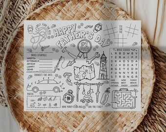 Fathers Day Printable Activity Sheet Coloring Puzzle Placemat for Kids ...