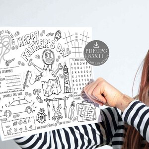 Fathers Day Placemat PRINTABLE Coloring Page Activity Dad Sheet - Etsy