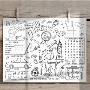Fathers Day Placemat PRINTABLE Coloring Page Activity Dad Sheet - Etsy