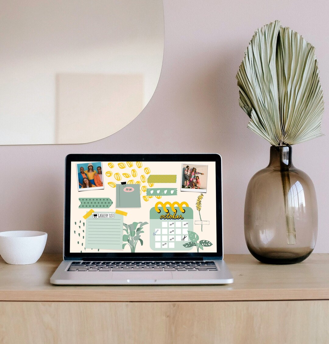 Computer Greenery Background. Add Icons, Notes, Pictures to the Green ...