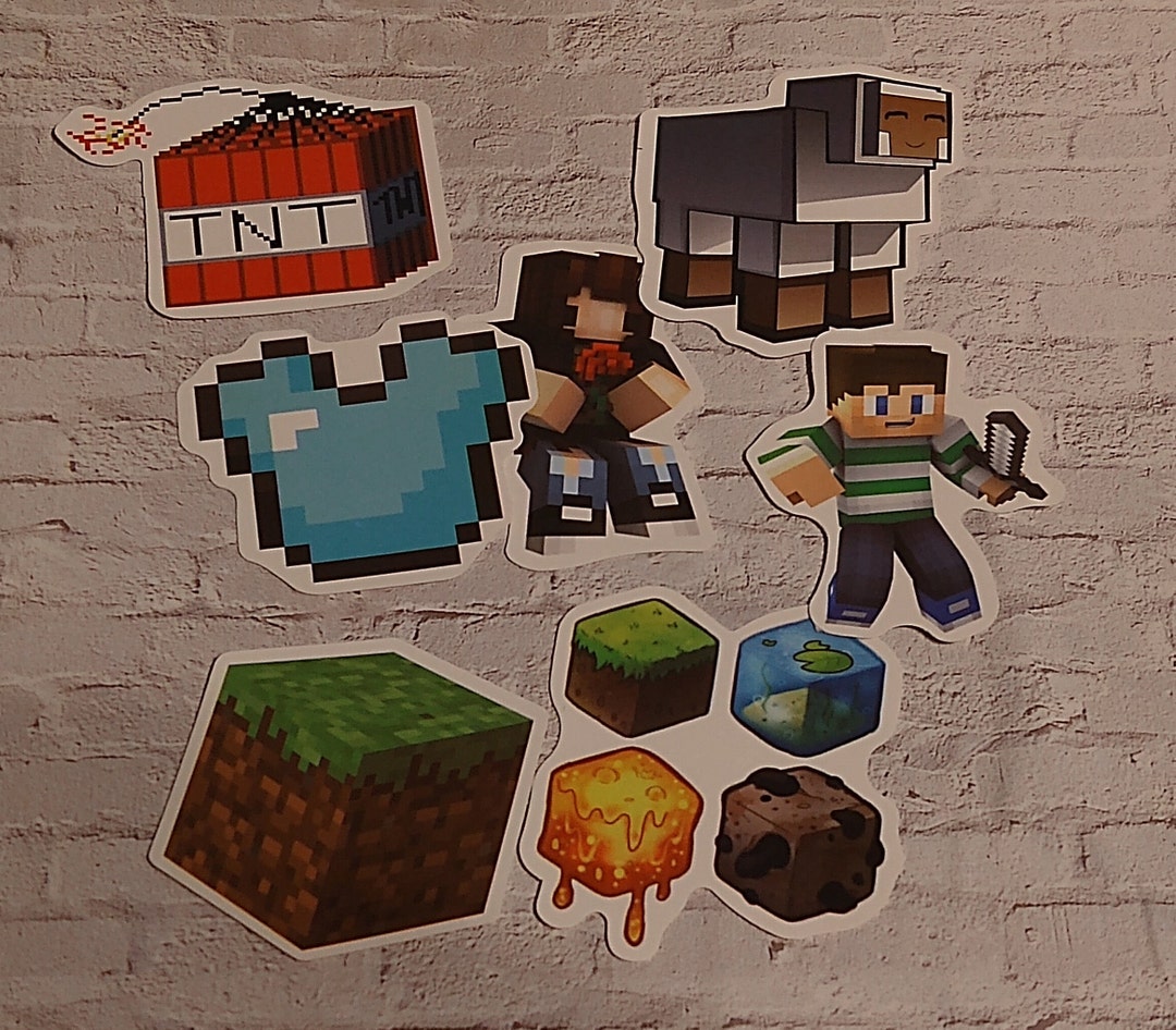 Minecraft Sticker Bundle Set 7 Stickers Blocks on Blocks - Etsy