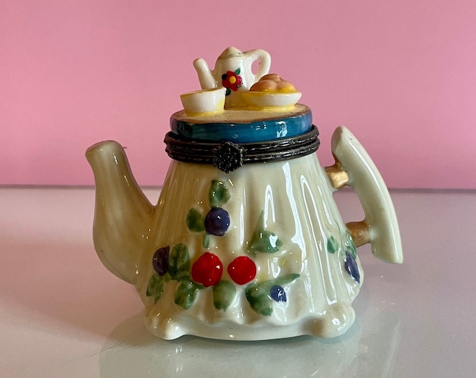 Tea & Crumpets Teapot Trinket Box Tea Trinket Box Vintage Trinket Box ...