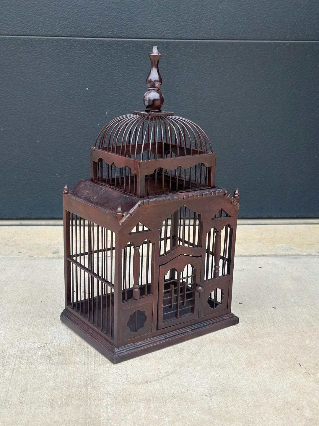 Dark Victorian Bird Cage; Antique Wooden Bird Cage; Antique Bird Cage ...
