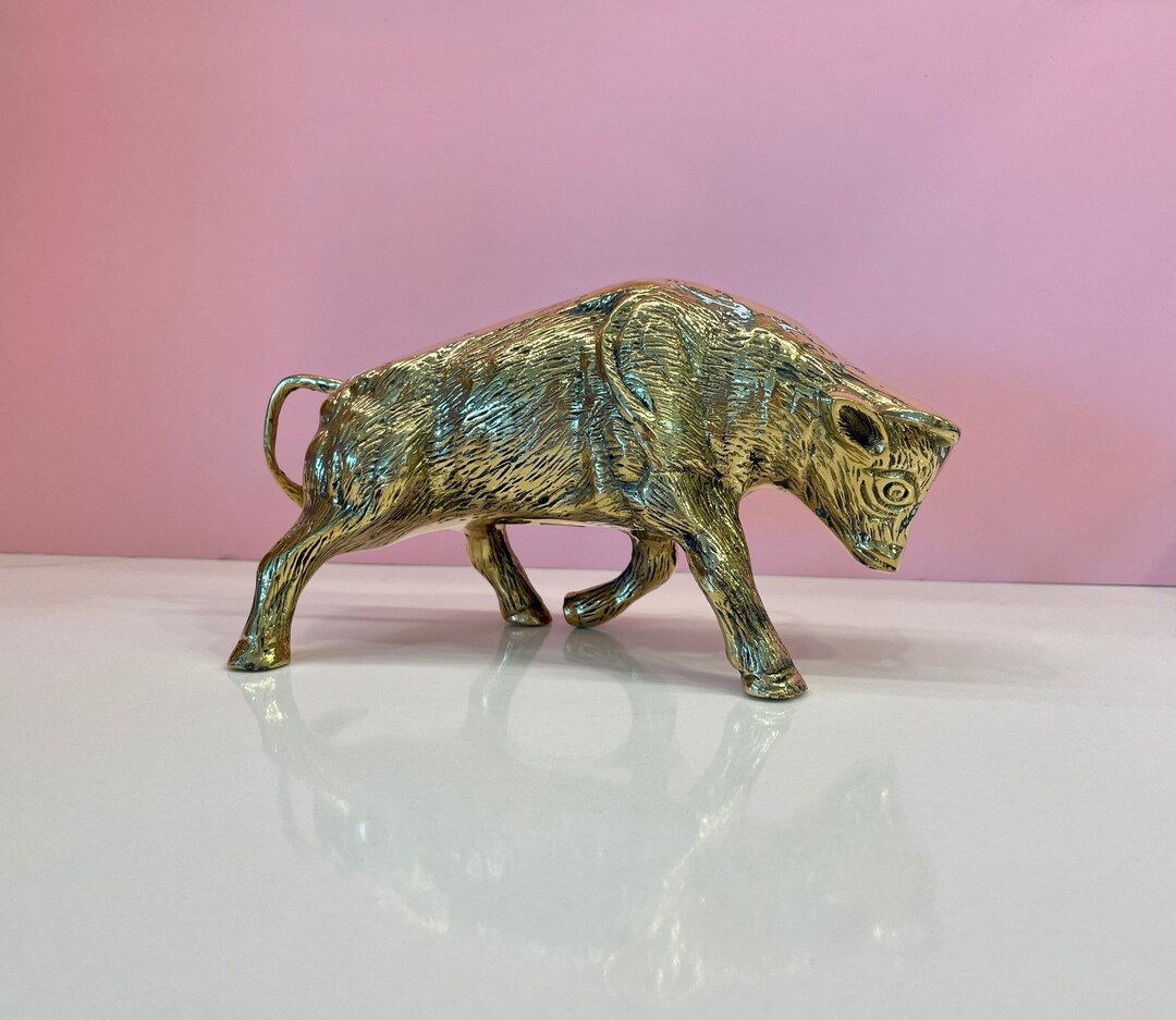 Brass Bull Figurine Vintage Bull Decor Brass Bull Desk Decor - Etsy