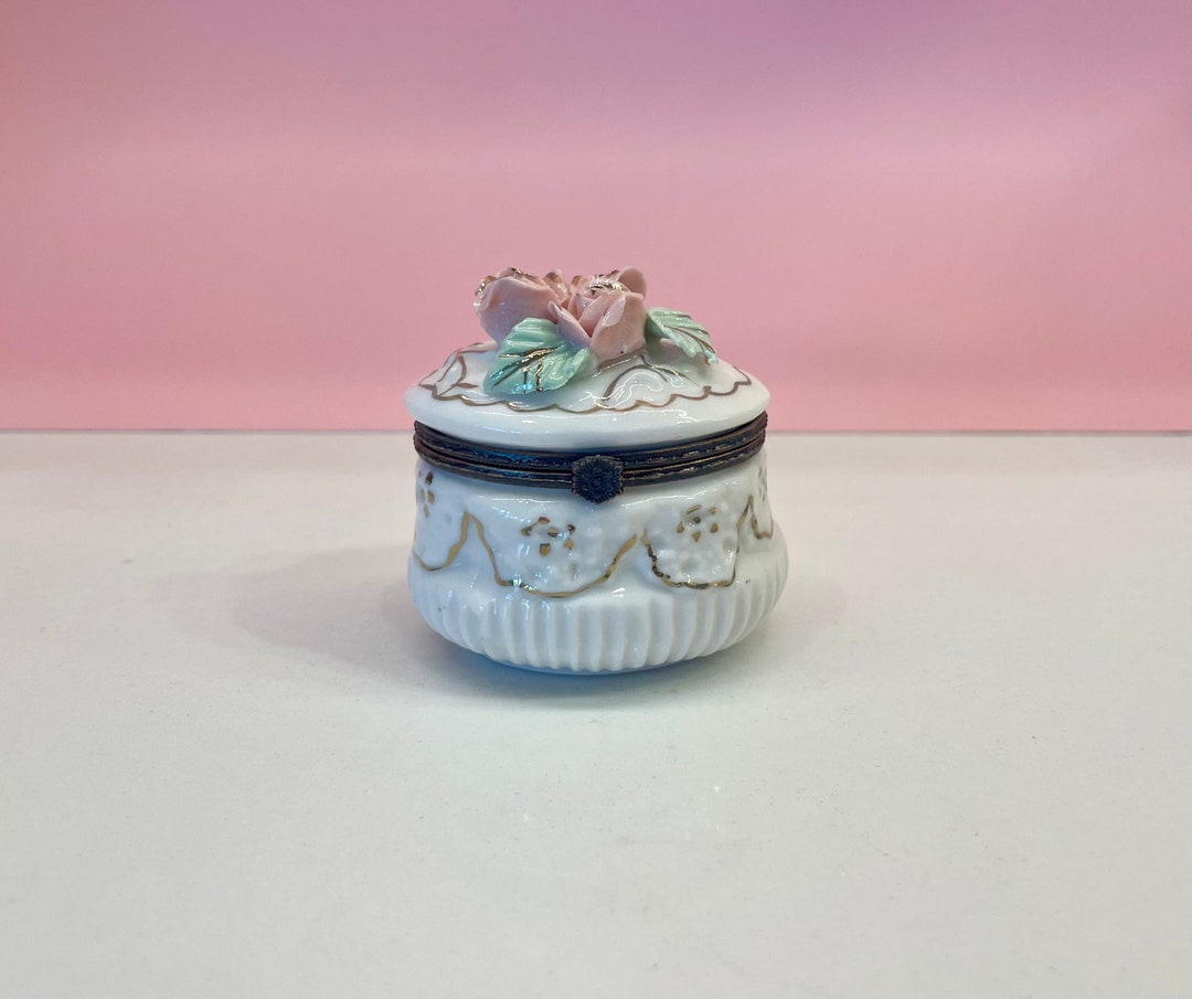 Oval Floral Trinket Box Flower Trinket Box Vintage Trinket Box ...