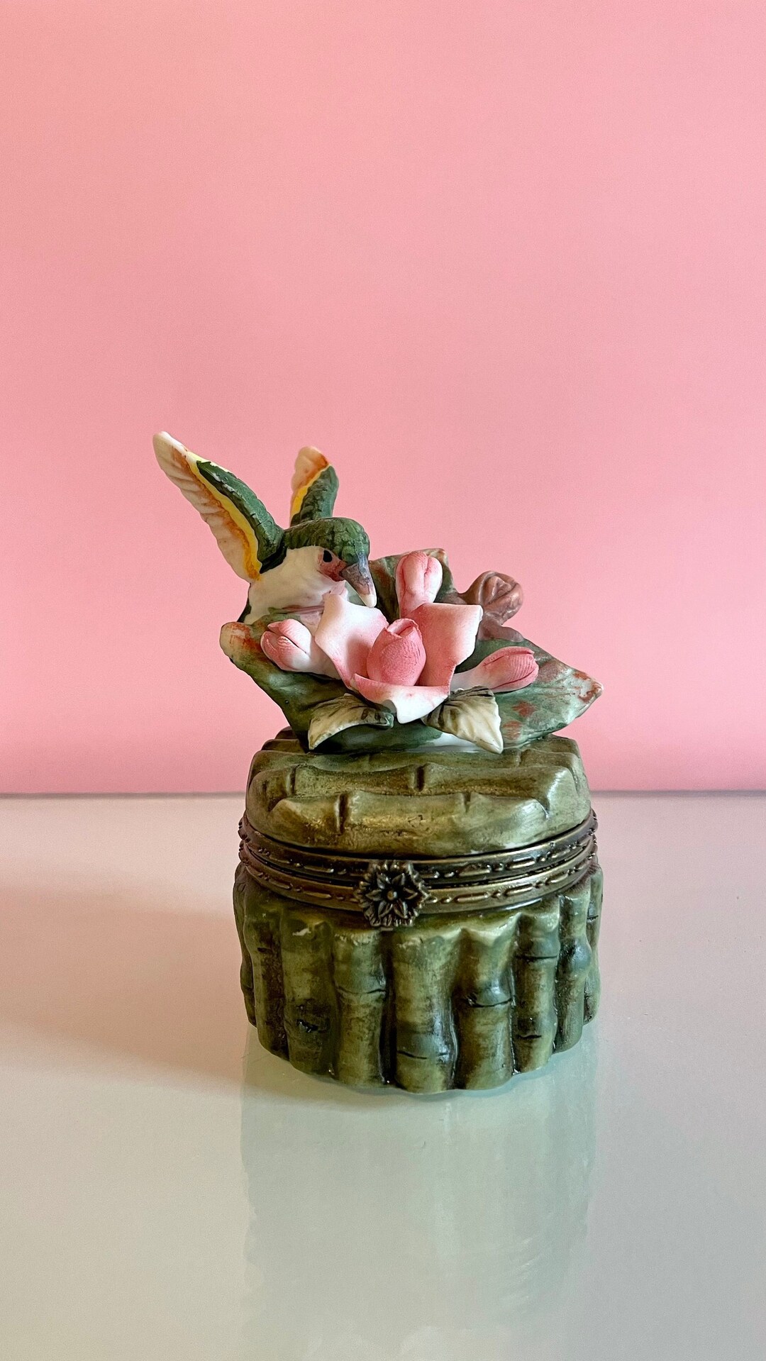 Hummingbird Trinket Box; Bisque Trinket Box; Vintage Trinket Box ...