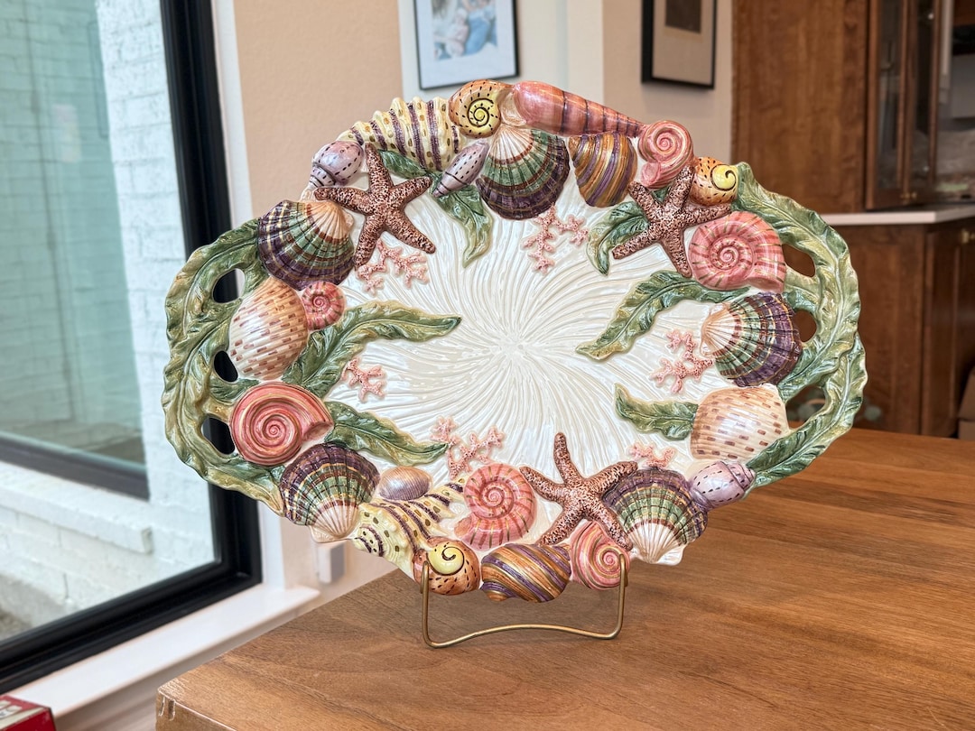 Fitz & Floyd Oceana Platter 18”; Multicolor Shells Beach House Dinnerware - Etsy