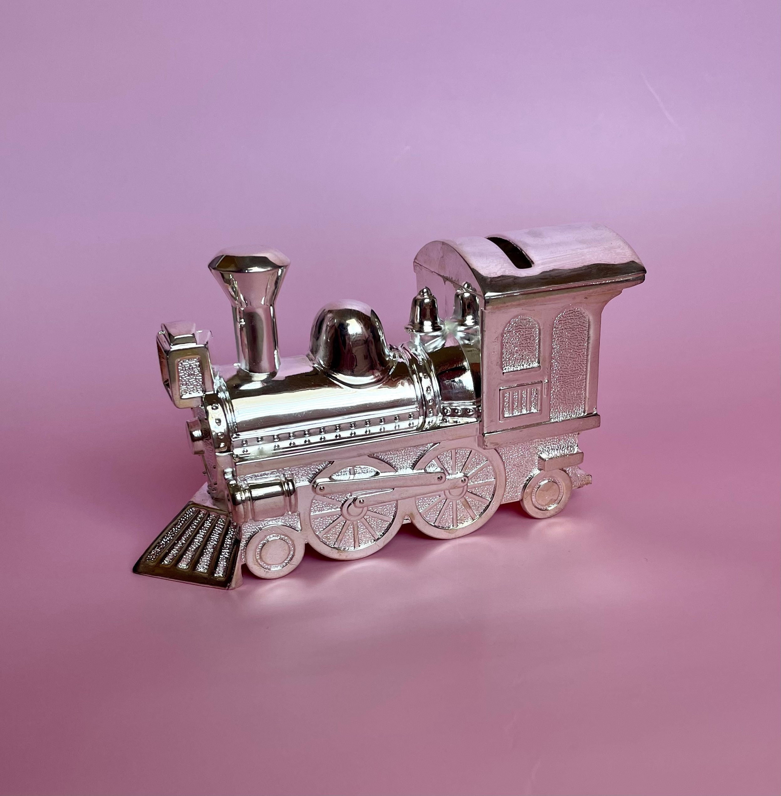 Silver Plated Train Bank Train Piggy Bank Newborn Keepsake - Etsy