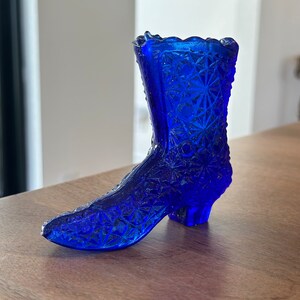Vintage Cobalt Blue Glass Shoe Boot High Top - Etsy
