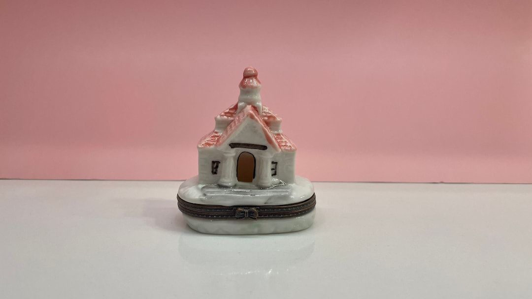 Pink Church Trinket Box; Pink Trinket Box; Vintage Trinket Box ...