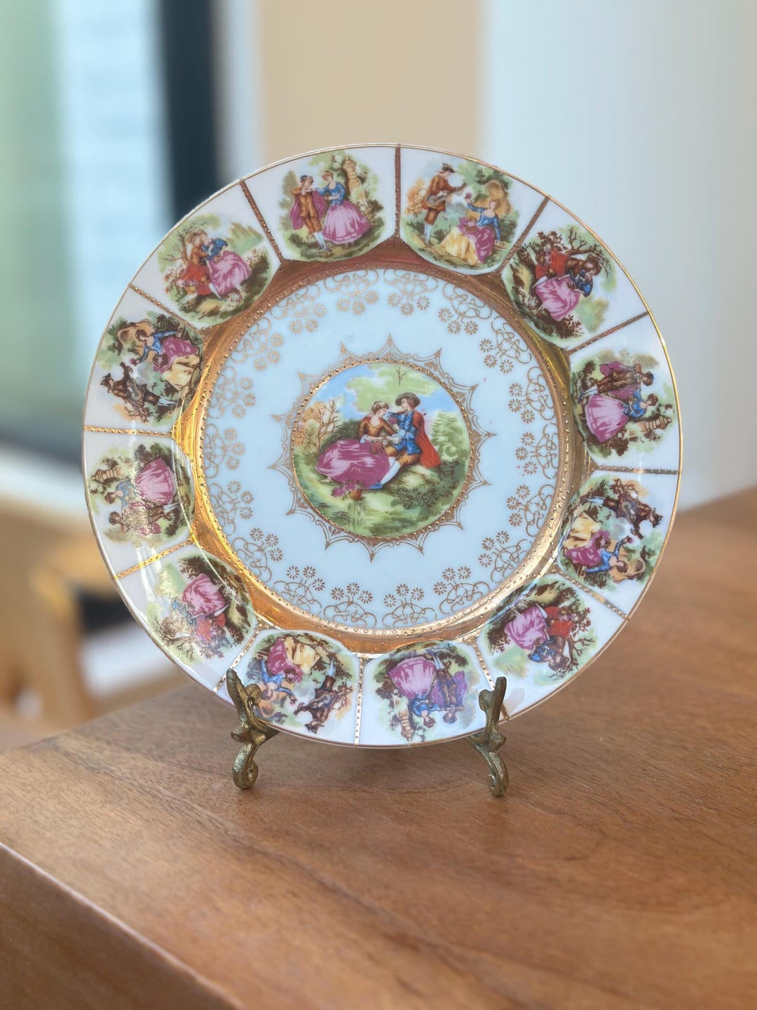 Arnat Fragonard Porcelain Courting Couple Plate Blue Beehive Backstamp Circa 1950's - Etsy