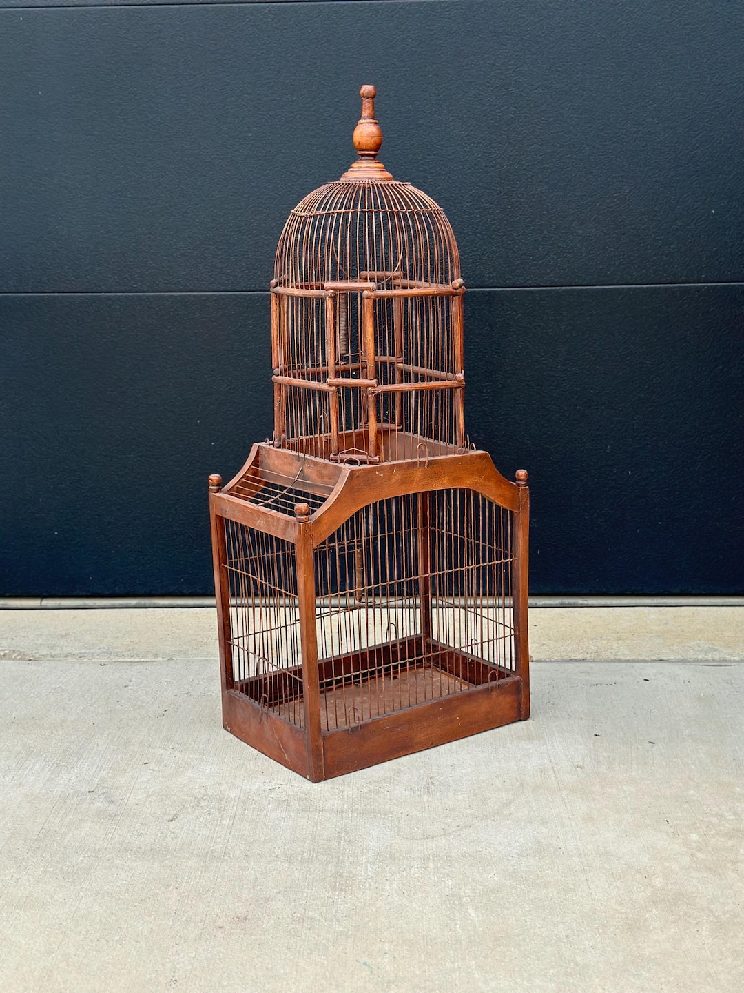 33” Tall Victorian Bird Cage; Antique Wooden Bird Cage; Antique Bird ...