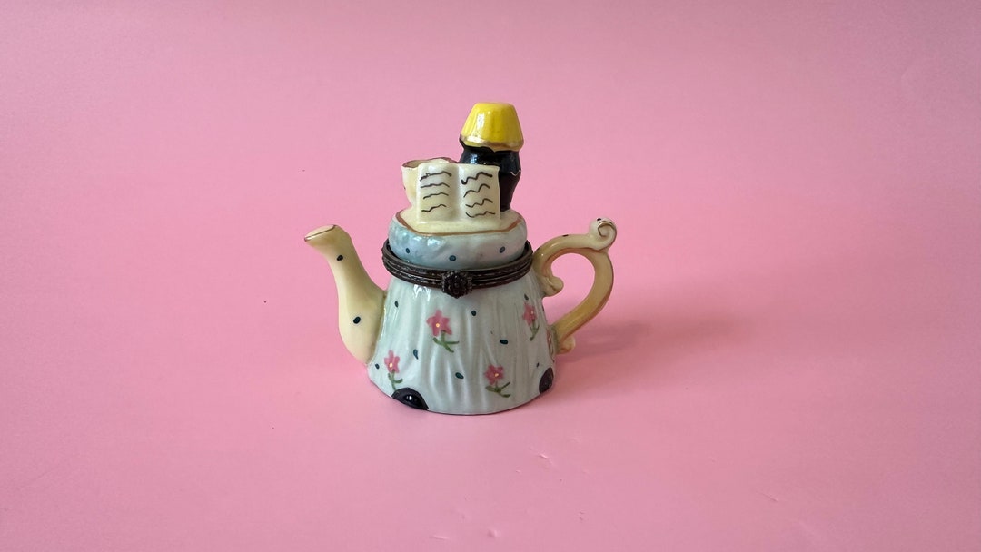 Blue Teapot Trinket Box; Lamp Book Trinket Box; Vintage Trinket Box ...