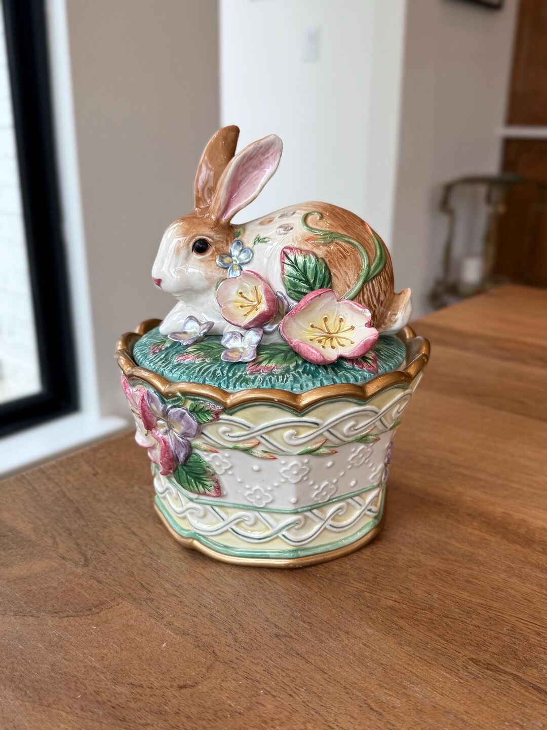 Fitz & Floyd Garden Rhapsody Bunny Trinket Box and Lid; Easter Trinket ...