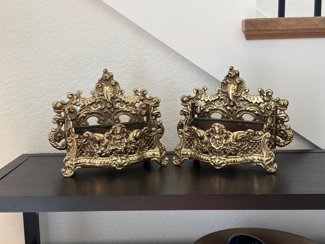 Pair of Antique Ornate Brass Flower Pots With Removable Tin Liners ...