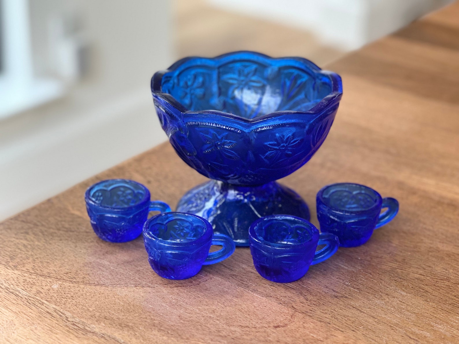 Cobalt Blue Miniature Punch Set; Art Glass Child’s Punch Bowl Set - Etsy