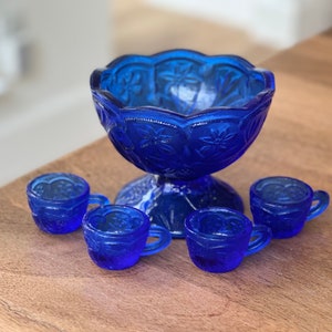 Cobalt Blue Miniature Punch Set; Art Glass Child’s Punch Bowl Set - Etsy