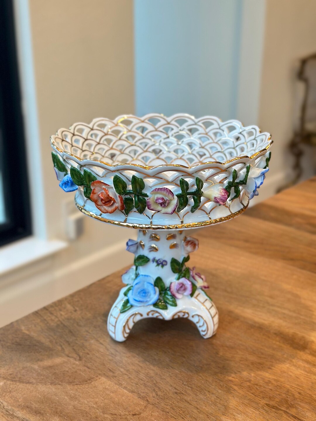 Vintage Porcelain Compote Dresden Style; Capodimonte Style Dish - Etsy