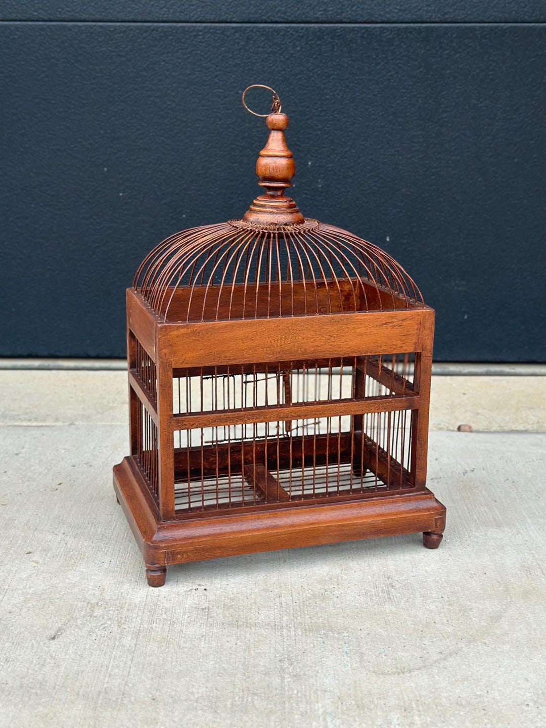 Vintage Wooden Bird Cage Rectangle With Dome; Antique Wooden Bird Cage ...