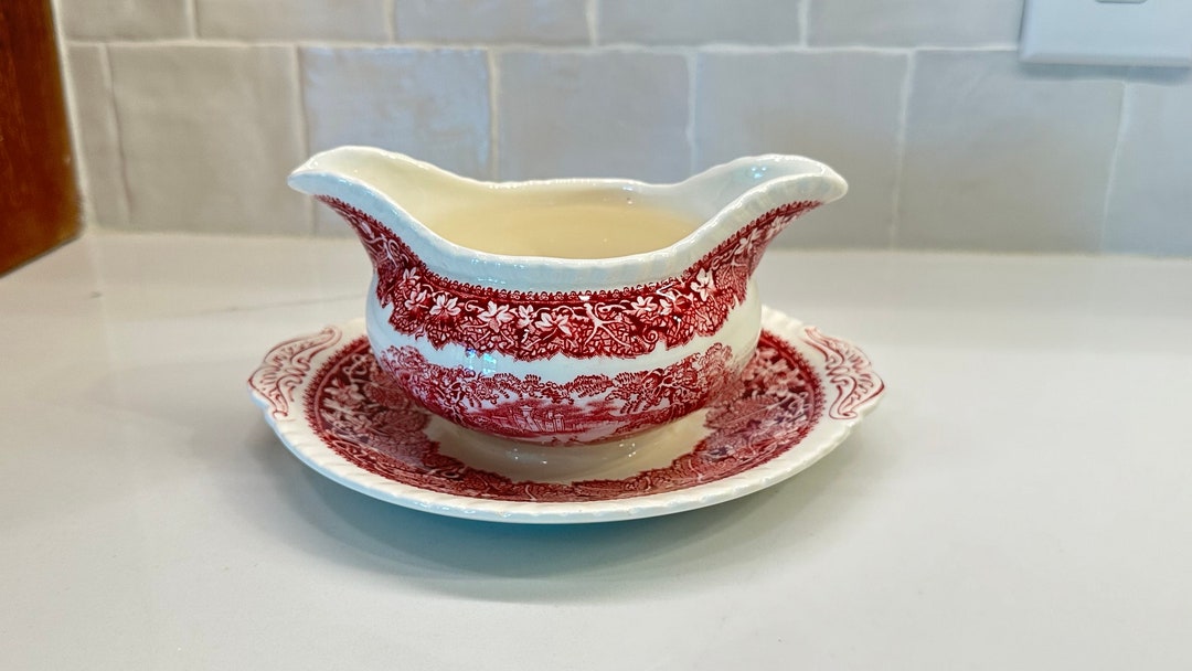 Mason’s Vista Pink Round Gravy Boat/attached Underplate - Etsy