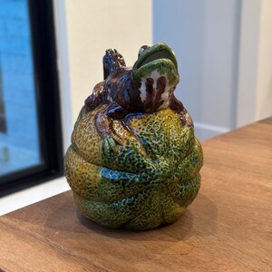 Vintage Majolica Frog on Melon Pitcher; Vintage Majolica Pitcher ...