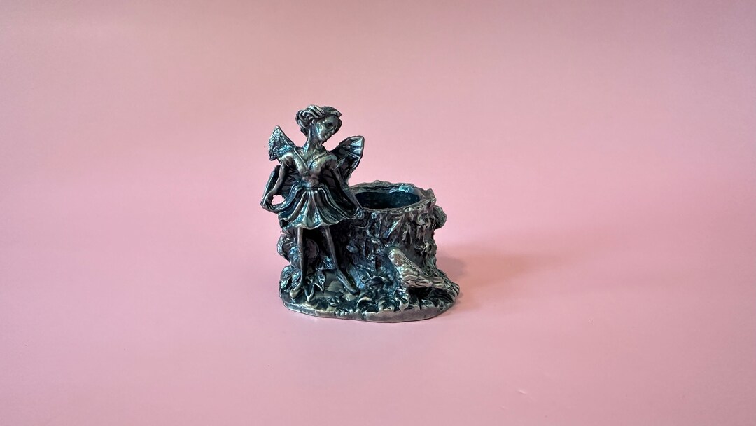 Vintage Fairy Pewter Toothpick Holder; Fairy Toothpick Holder; Vintage ...