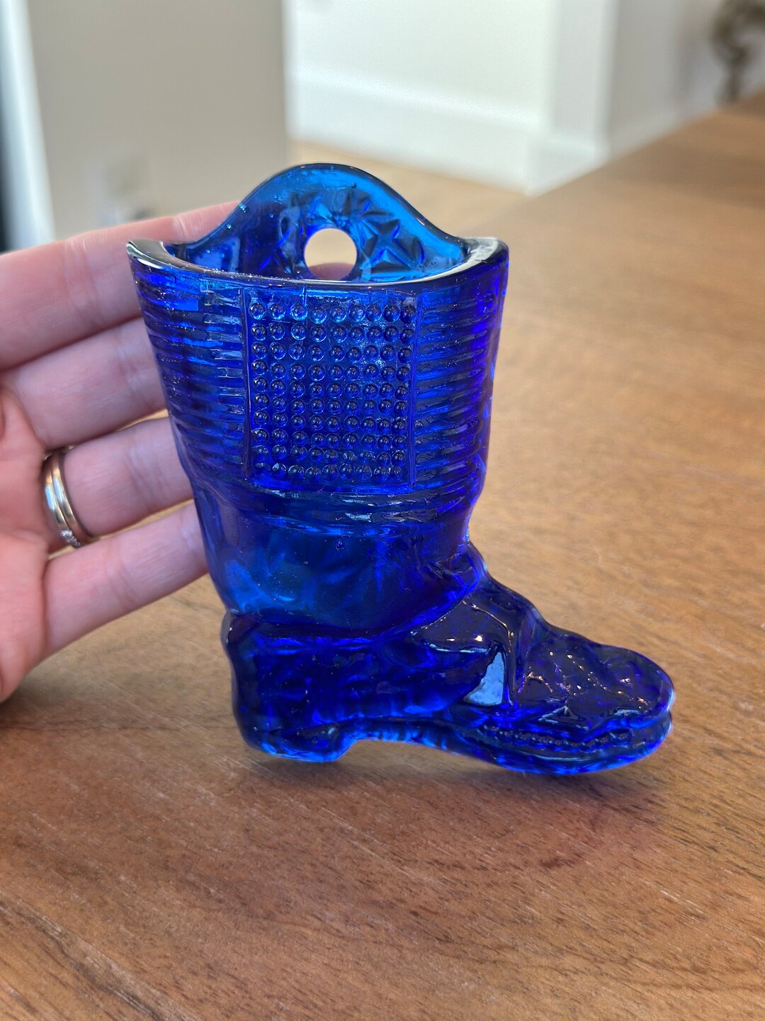 Cobalt Blue Glass Boot Match Holder With Wall Mount Hole - Etsy