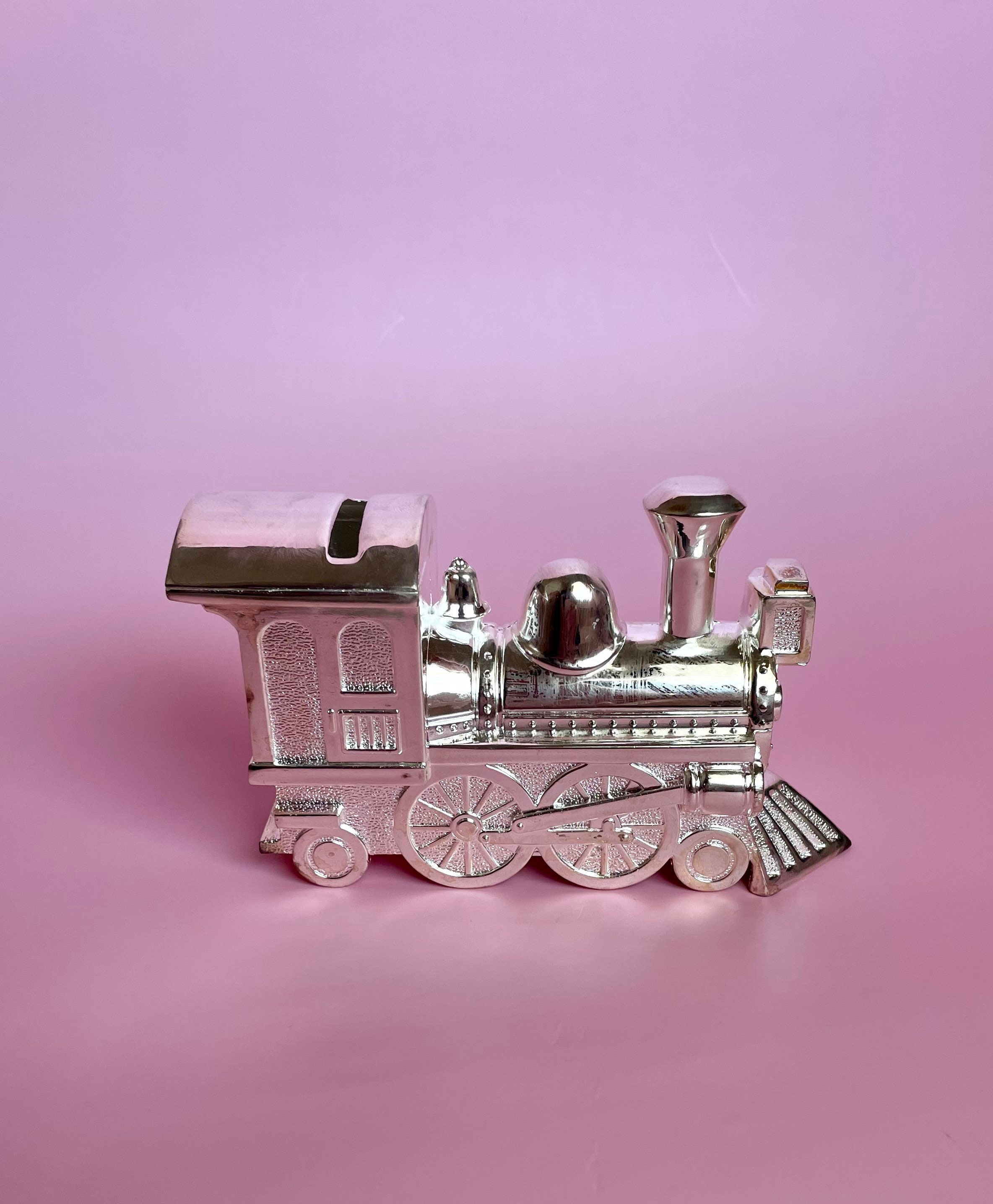 Silver Plated Train Bank Train Piggy Bank Newborn Keepsake - Etsy