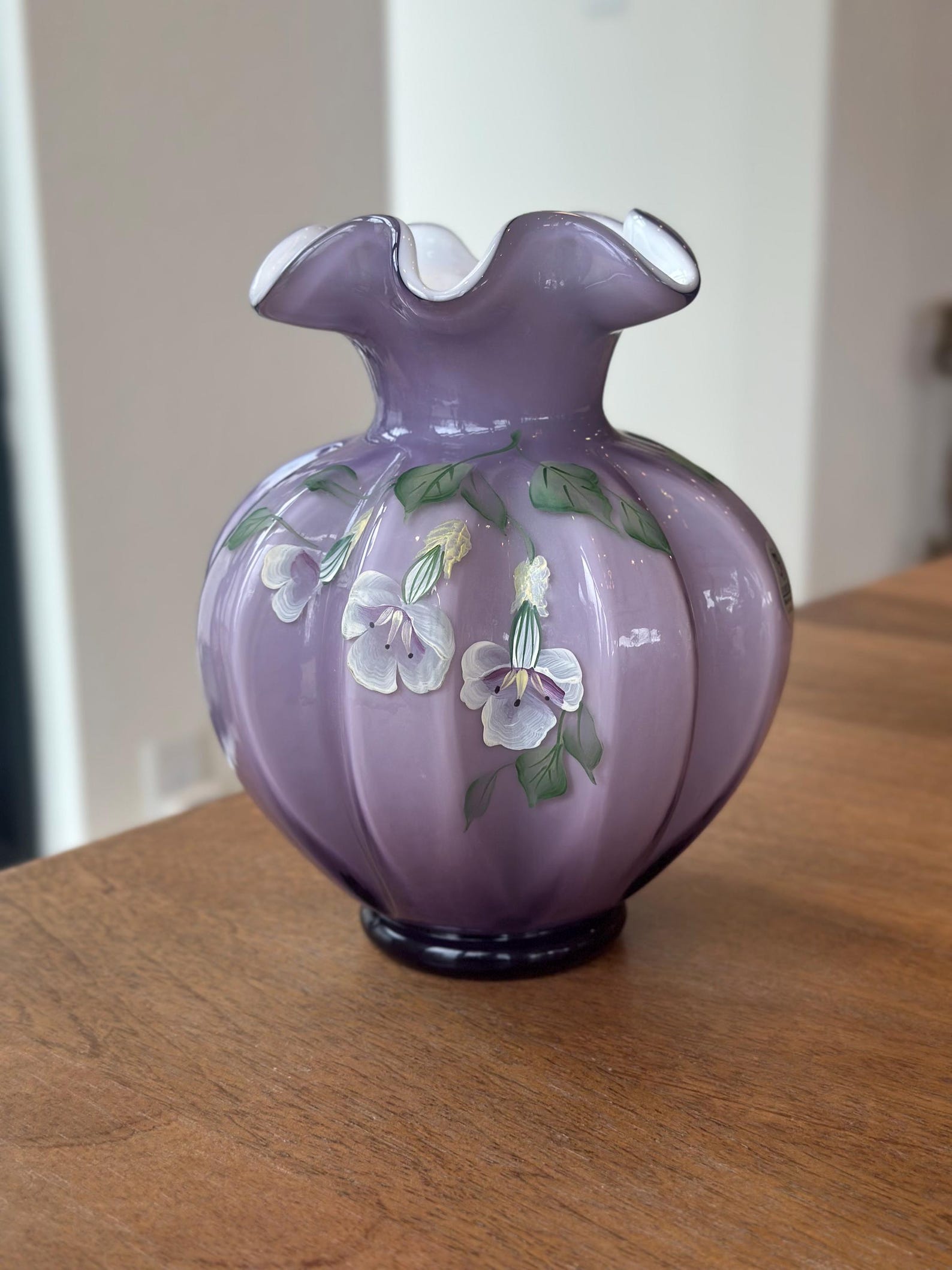 Handpainted Fenton Sweetbriar Purple Overlay Vase Signed - Etsy