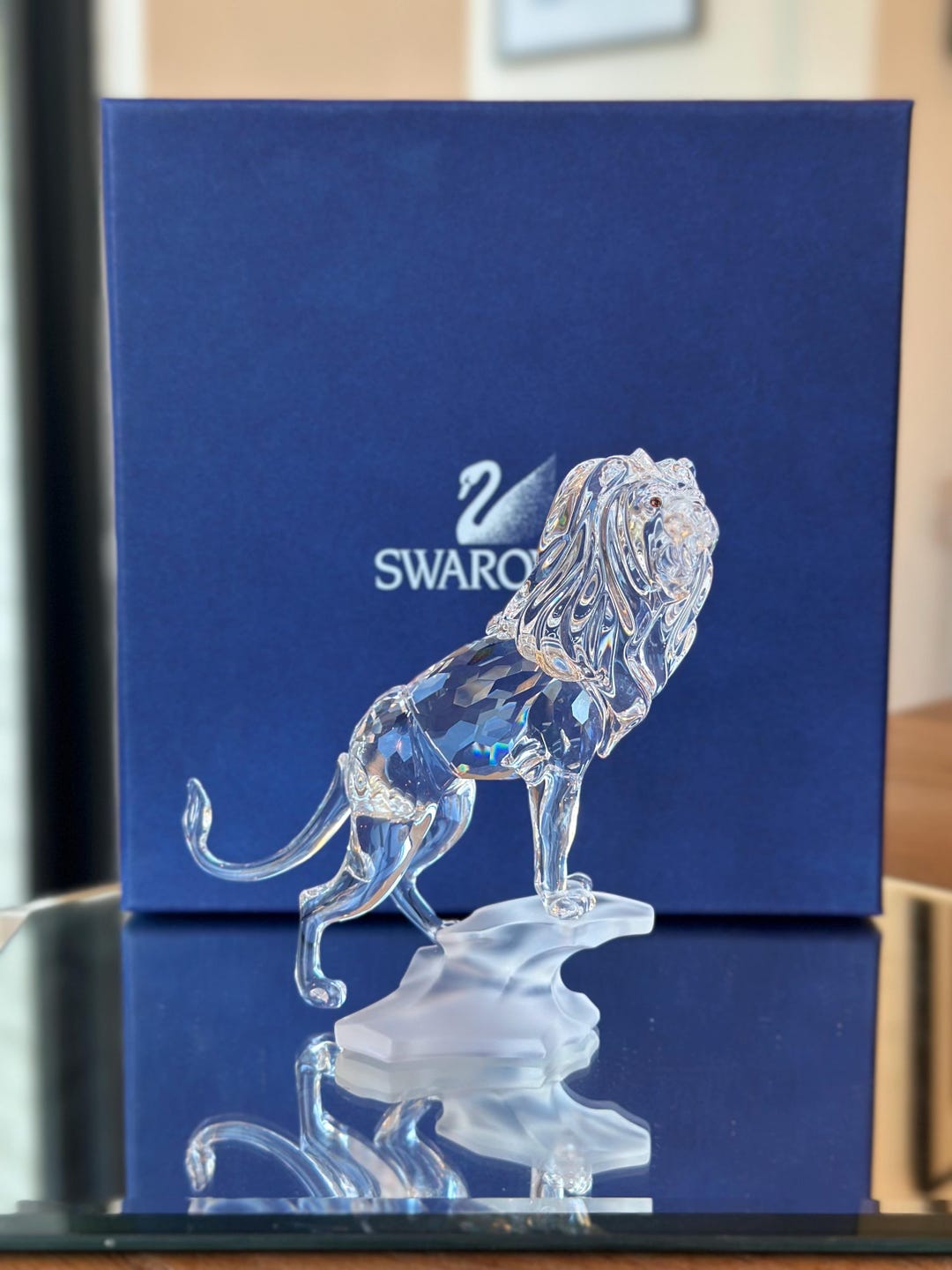 Swarovski Crystal Lion on Rock Pedestal Figure Swarovski Lion Figure - Etsy