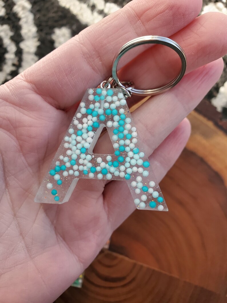 Epoxy Letter Keychains, Alphabet Keychain, Sprinkles Keychain, Rainbow ...