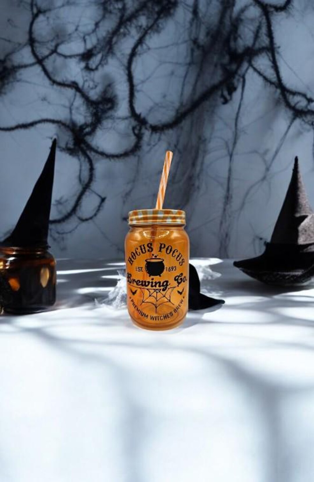 Hocus Pocus Cup, Mason Jar With Straw, Glass , Halloween Drink, Brewing ...