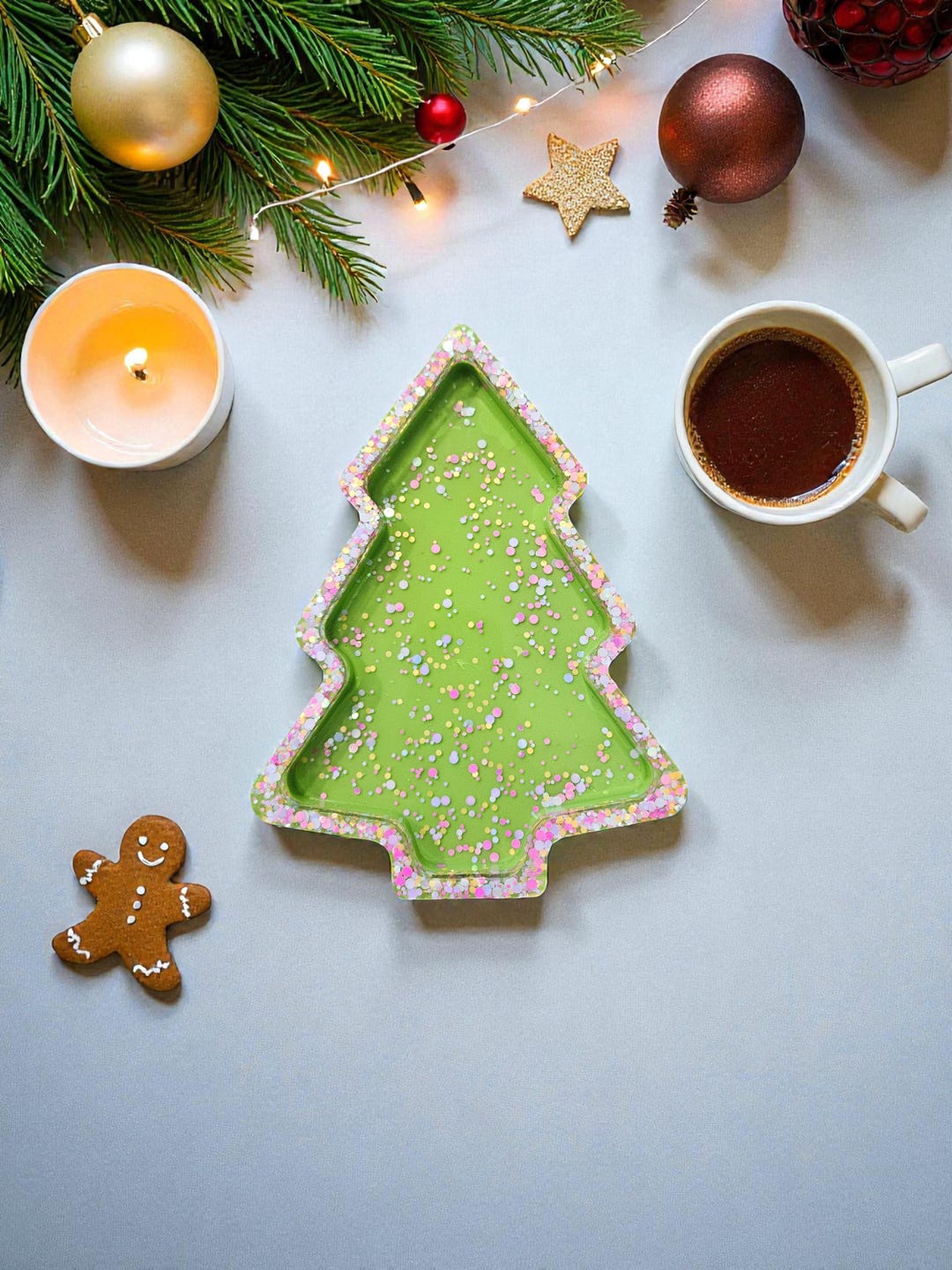 Christmas Tree Shaped Tray, Trinket Tray, Epoxy Tree, Xmas Candy Dish ...