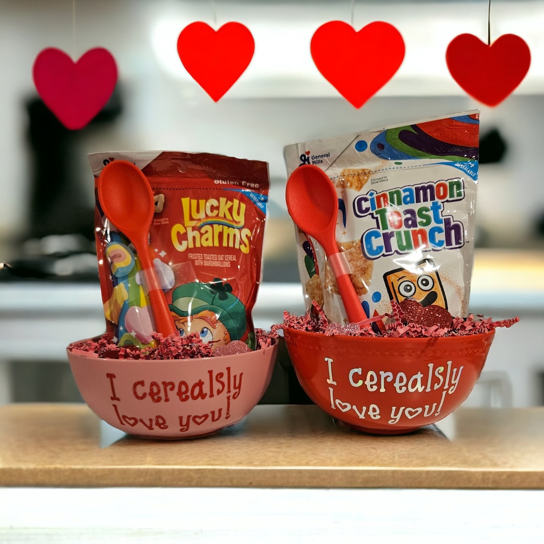 Valentines Day Cereal Bowl, Unique Valentine's Gift, I Cerealsly Love ...