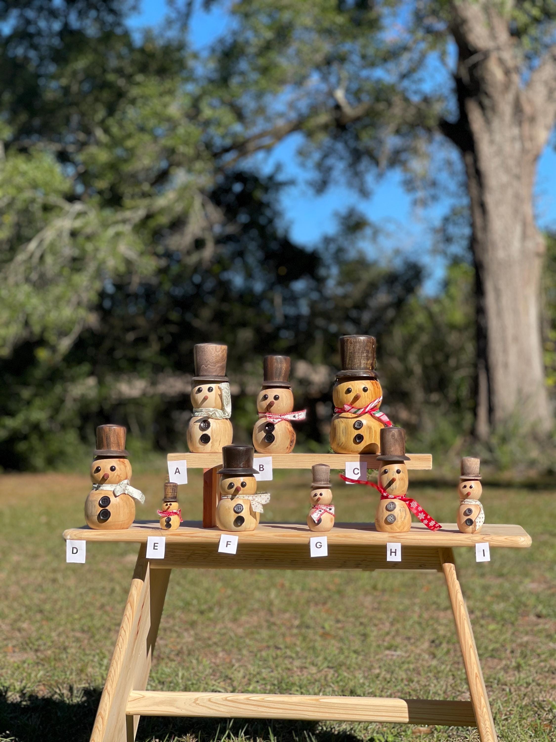 Hand Turned Wooden Snowman - Etsy